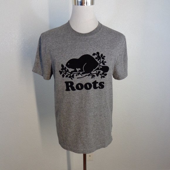 Roots | Shirts | Roots Mens Gray Logo Crew Neck Short Sleeve Cotton ...